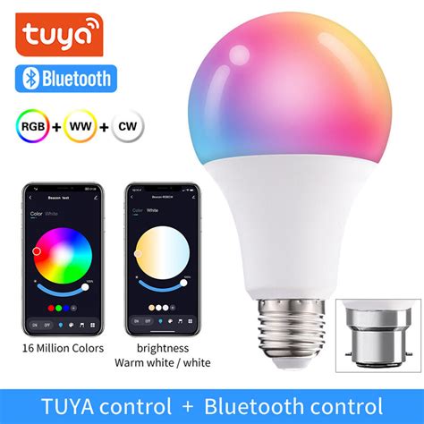 บลูทูธหลอดไฟ Smart Led 20w E27 B22 Rgb หลอดไฟแบบหรี่ได้110v 220v Tuya