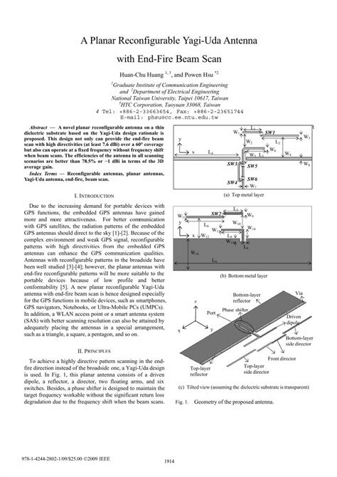 Pdf A Planar Reconfigurable Yagi Uda Antenna With End Fire Beam Scan Dokumentips