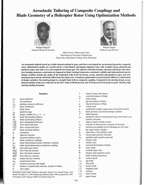 Pdf Aeroelastic Tailoring Of Composite Couplings And Blade Geometry
