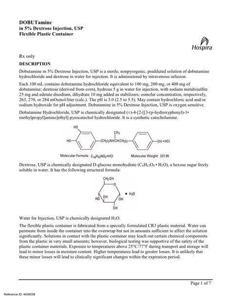 Dobutamine In 5 Dextrose Injection Usp Flexible Plastic Container