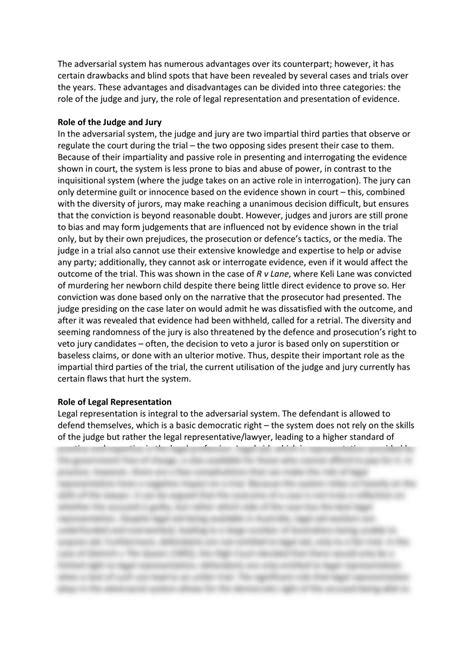 Adversarial System Essay Legal Studies Year 11 Hsc Thinkswap