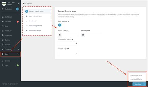 Download Reports And Exports In A CSV File Type Tradify Help Centre