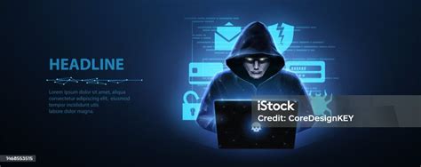Hacker Cyber Criminal With Laptop And Related Icons Behind It Cyber Crime Hacker Activity Ddos