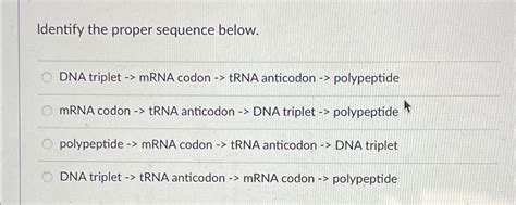 Solved Identify The Proper Sequence Belowdna Triplet →