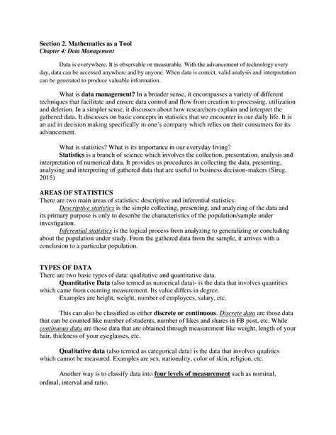 data management powerpoint section 2 mathematics as a tool chapter 4 data management data