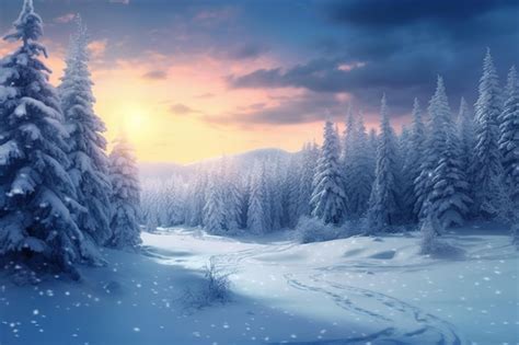 Premium Ai Image A Snowcovered Forest Illustration