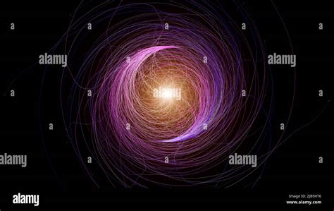 3d Abstract Neon Data Background Colored Glowing Energy Lines Spheres And Pulses On An Empty