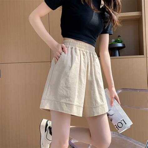 시크온미 밴딩 핀턱 와이드 나팔 핫팬츠 숏팬츠 반바지 핑크 베이지 코튼 키작녀 데일리 편한 기본