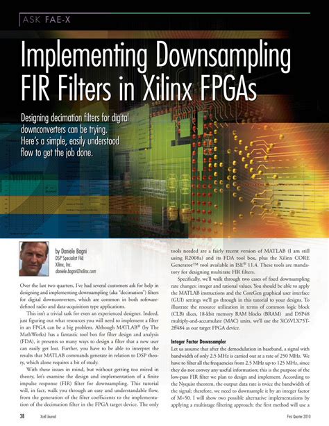 Pdf Implementing Downsampling Fir Filters In Xilinx Fpgas Dokumentips