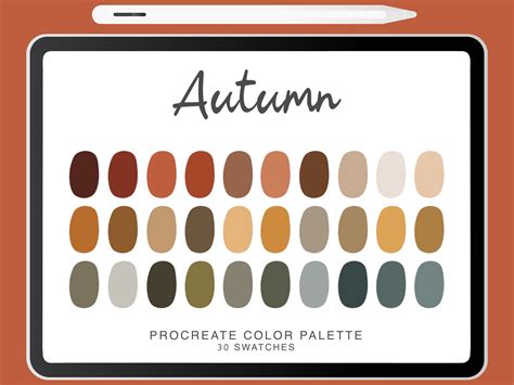 Autumn Procreate Color Palette Ipad Procreate Illustration Color Swatches For Procreate Art Etsy
