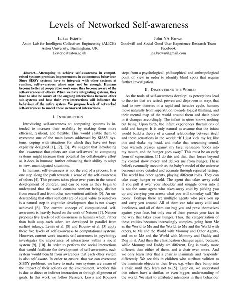 Pdf Levels Of Networked Self Awareness