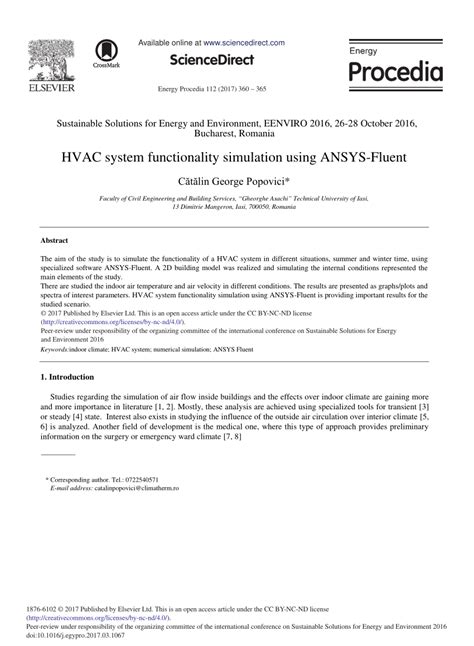 PDF HVAC System Functionality Simulation Using ANSYS Fluent