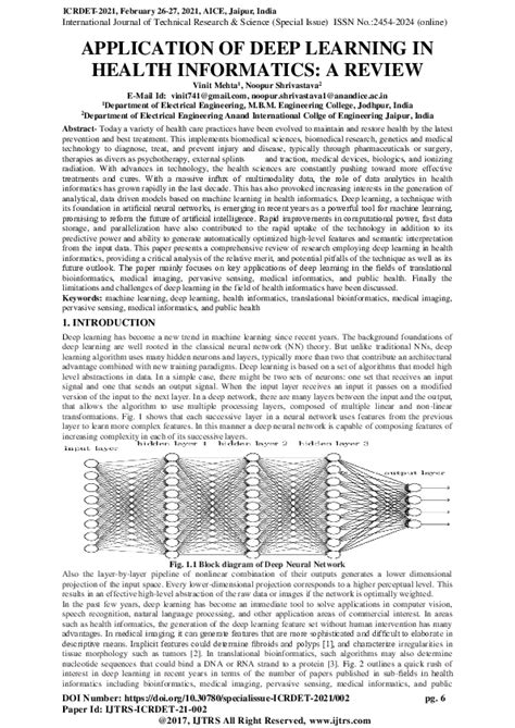 Pdf Application Of Deep Learning In Health Informatics A Review