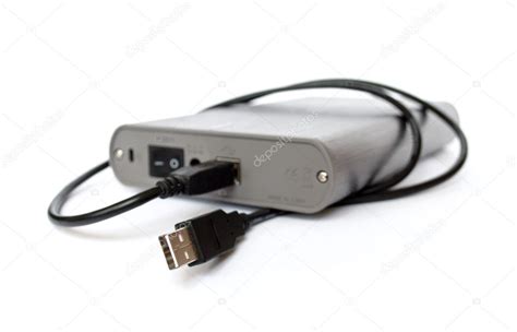 External Hard Drive With Usb Cable Stock Photo Landysh