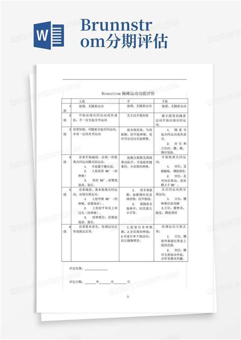 brunnstrom分期评估Word模板下载 编号lbybbexw 熊猫办公