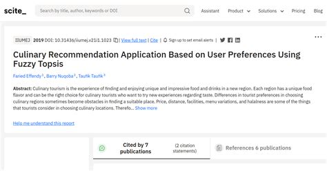 Culinary Recommendation Application Based On User Preferences Using Fuzzy Topsis