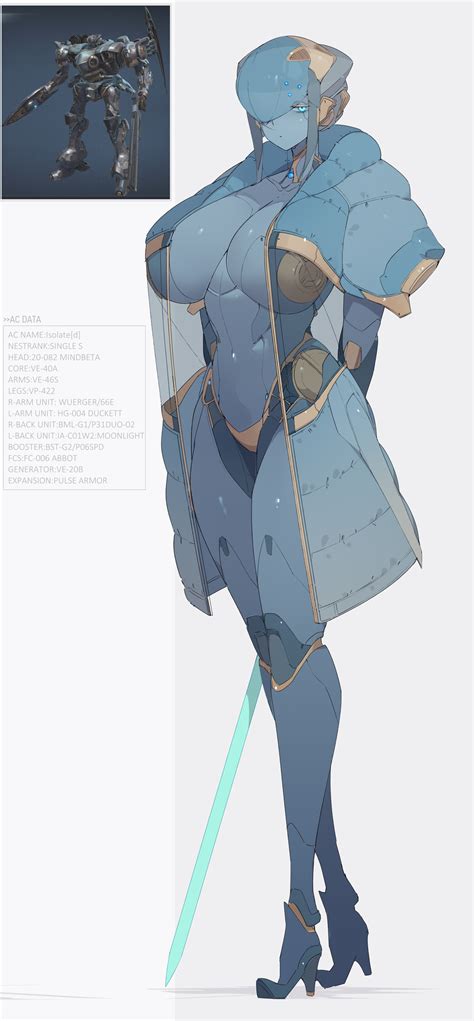 Ub1mo Armored Core Armored Core Vi Fires Of Rubicon Highres 1girl Android Arms Behind