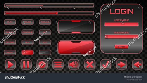 Game Menu Interface Buttons Panels Gui Stock Vector Royalty Free