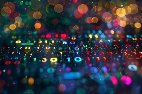 Abstract Digital Background With Bokeh Lights And Binary Code Stock