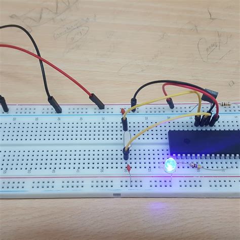 The Circuit Of Led Blink Project On A Breadboard Download Scientific Diagram