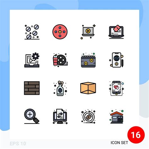 Set Of 16 Modern Ui Icons Symbols Signs For Develop Code Play C Tool Editable Creative Vector
