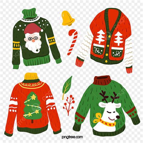 크리스마스 일러스트 겨울 손으로 그린 스웨터 요소 크리스마스 겨울 옷 산타 클로스 Png 일러스트 및 Psd 이미지 무료 다운로드 Pngtree