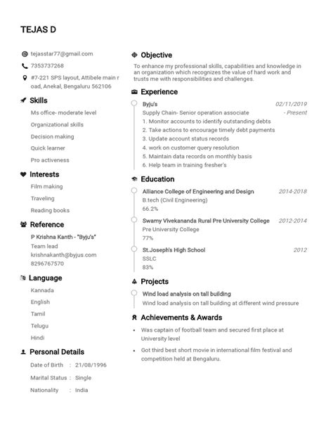 Tejas Resume Pdf