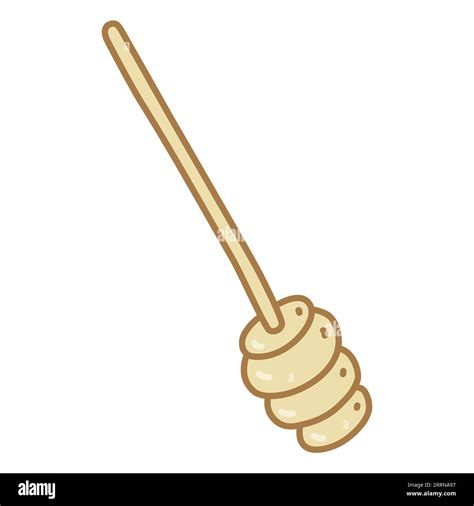 Wooden Honey Dipper Or Honey Spoon Doodle Style Flat Vector Illustration Stock Vector Image