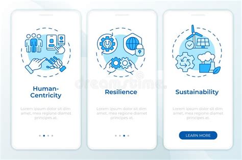 Pillars Of Industry 50 Blue Onboarding Mobile App Screen Stock
