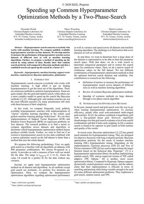 Pdf Speeding Up Common Hyperparameter Optimization Methods By A Two