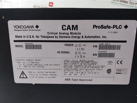 Yokogawa Cam Critical Analog Module Aeliya Marine