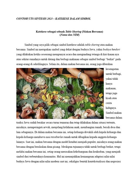 Contoh Paper Uts Sintesis 2023 Katekese Sebagai Sebuah Table Sharing