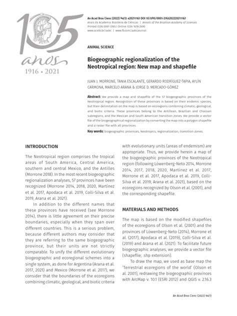 Biogeographic Regionalization Of The Neotropical Region New Map And