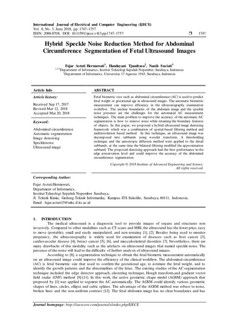 Pdf Hybrid Speckle Noise Reduction Method For Abdominal Circumference