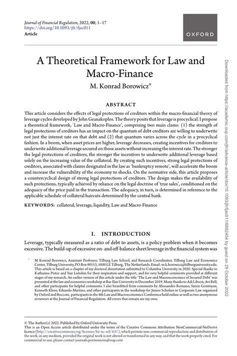 PDF A Theoretical Framework For Law And Macro Finance