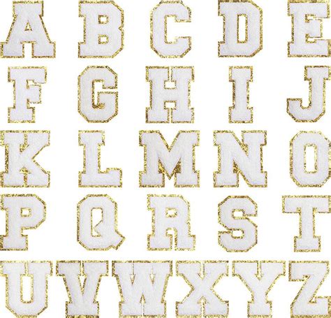 White And Gold Chenille Adhesive Letters Iron On Letters Varsity