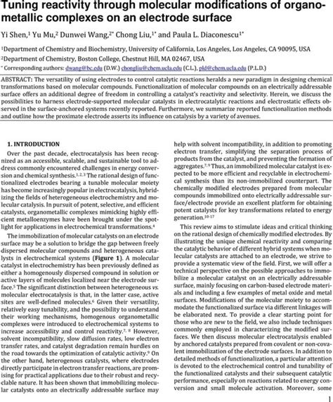 Tuning Reactivity Through Modifications Of Organometallic Complexes On An Electrode Surface