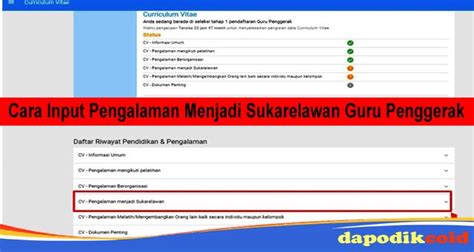 Cara Input Pengalaman Menjadi Sukarelawan Guru Penggerak Id