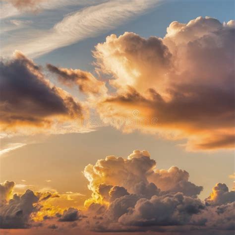 Sunset Evening Sky With Clouds Background Vector Wide Horizontal