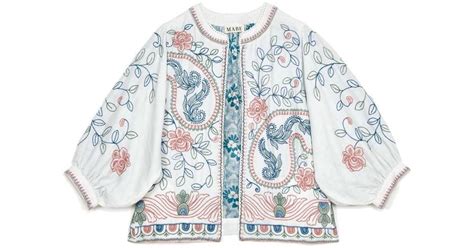 M A B E Anvi Embellished Cotton Jacket In Blue Lyst Uk