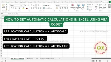 How To Set Automatic Calculations In Excel Using Vba Code Youtube