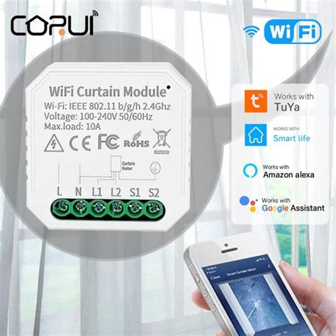 Corui Tuya Smart Life Wifi Curtain Switch Controller For Roller Shutter Blind Motor Rolling Shu