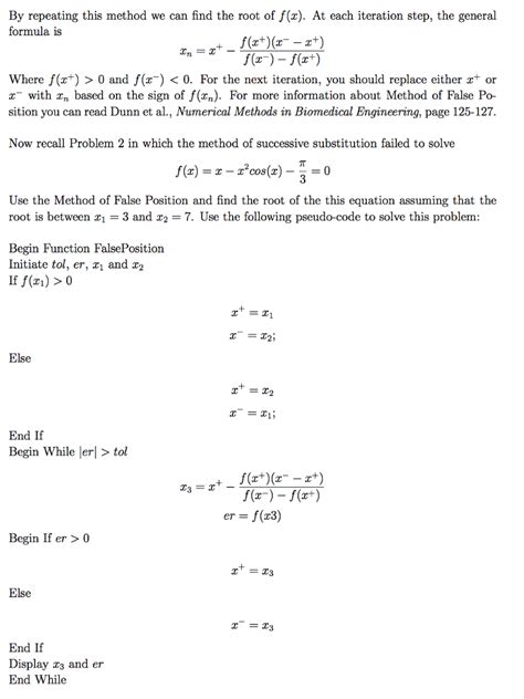 Solved The Method Of False Position Linear Interpolation