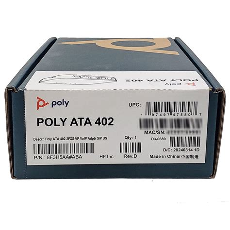 Poly Ata 402 2 Fxs Voip Adapter 8f3h5aa Aba
