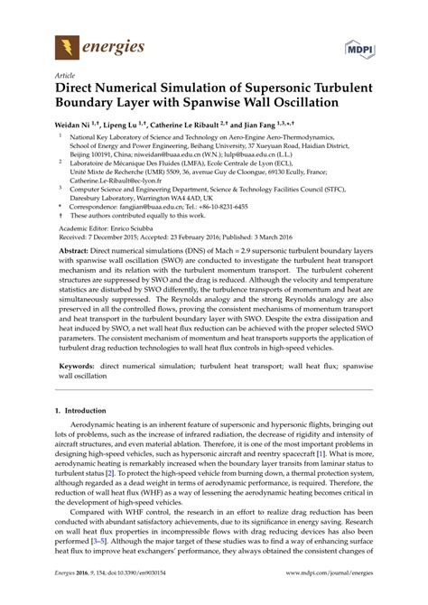 Pdf Direct Numerical Simulation Of Supersonic Turbulent Boundary