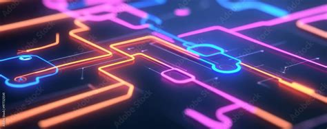 Interactive Ui Design Flowchart Tools Neon Holograms Sleek Tech Aesthetic Stock Illustration