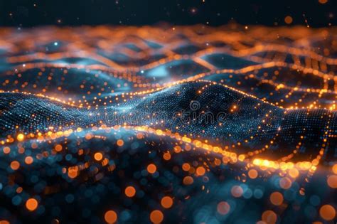 This Is A Digital Background With Waveforms And Glowing Particles Perfect For Hightech And