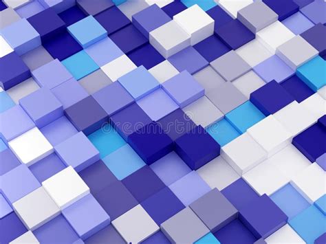 3d Rendered Abstract Bright Blue Background With Colorful Cubes Stock Illustration