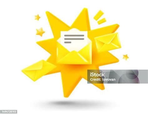 Letters With Explosion Effect 3d Vector Mobile Application Icon With Notification Stock