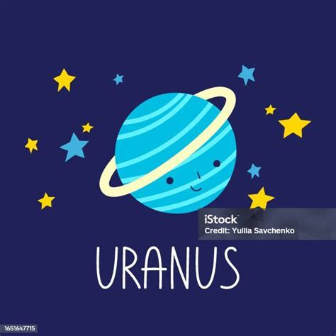 천왕성이라는 이름을 가진 행성 우주에서 웃는 얼굴을 가진 귀여운 천체 태양계의 행성 밤하늘에 있는 만화 천체 가공의 인물에 대한